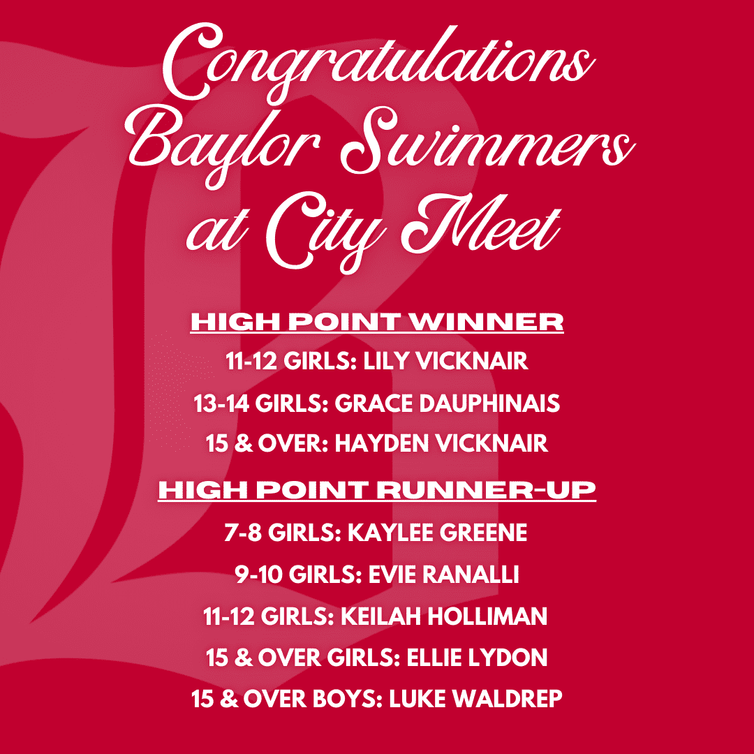 Baylor Swim Club Representation at 2024 City Meet – Baylor Swim & Dive Club